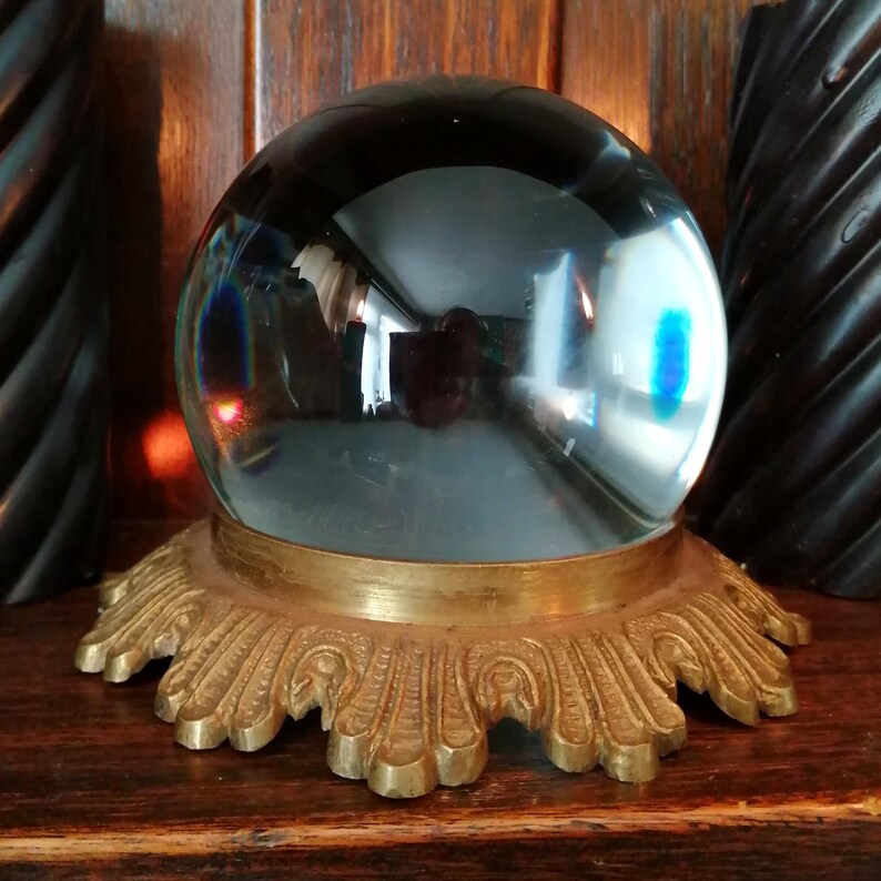 Seer Crystal Ball. 19th Century Stand & GLASS Modern Scrying Orb ...