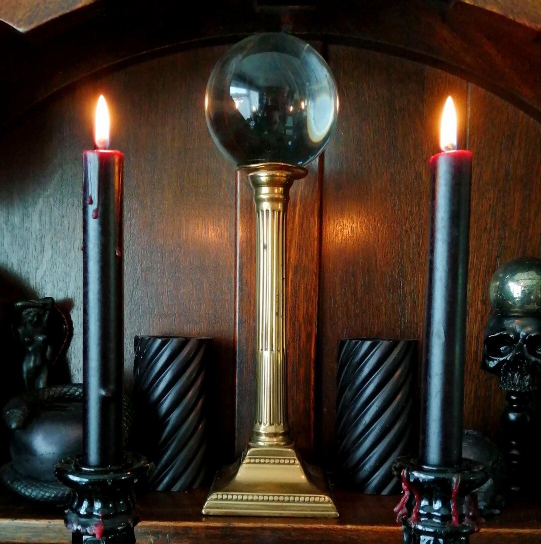 Jachin Crystal Ball. Huge GLASS Modern Orb on Vintage Doric Column ...