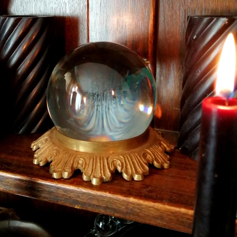 Seer Crystal Ball. 19th Century Stand & GLASS Modern Scrying Orb ...