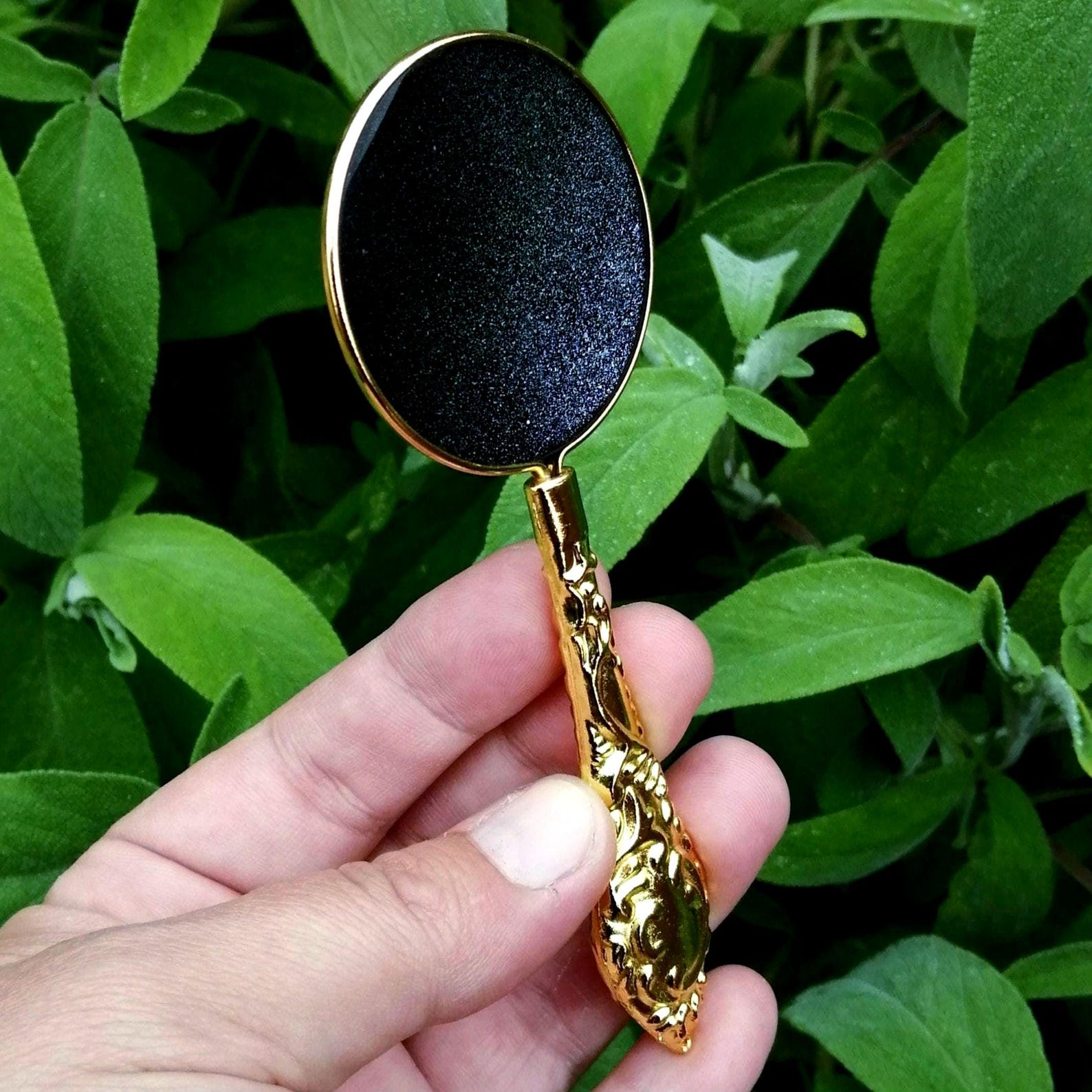 Galaxy Scrying Mirror. Glass Silver & Black Ritually Foxed, Scrying ...