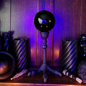 Crows Foot Extra Large Black Glass Scrying Orb on Cast Iron Crows Foot ...