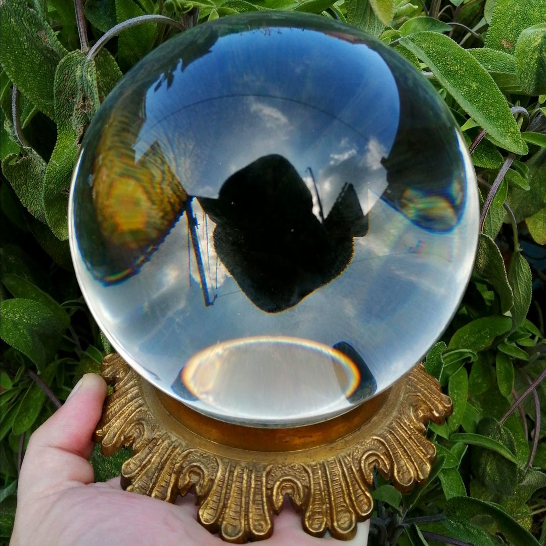 Crystal Ball on 19th Century, Antique Stand. Altar Tool. Divination ...