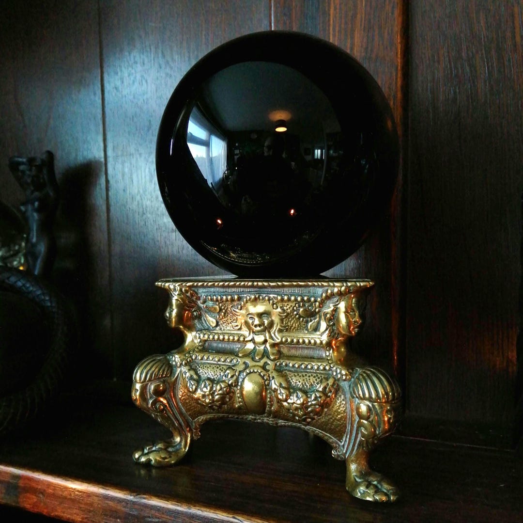 Green Man Crystal Ball. Obsidian Scrying Orb. Obsidian Sphere. Italian ...