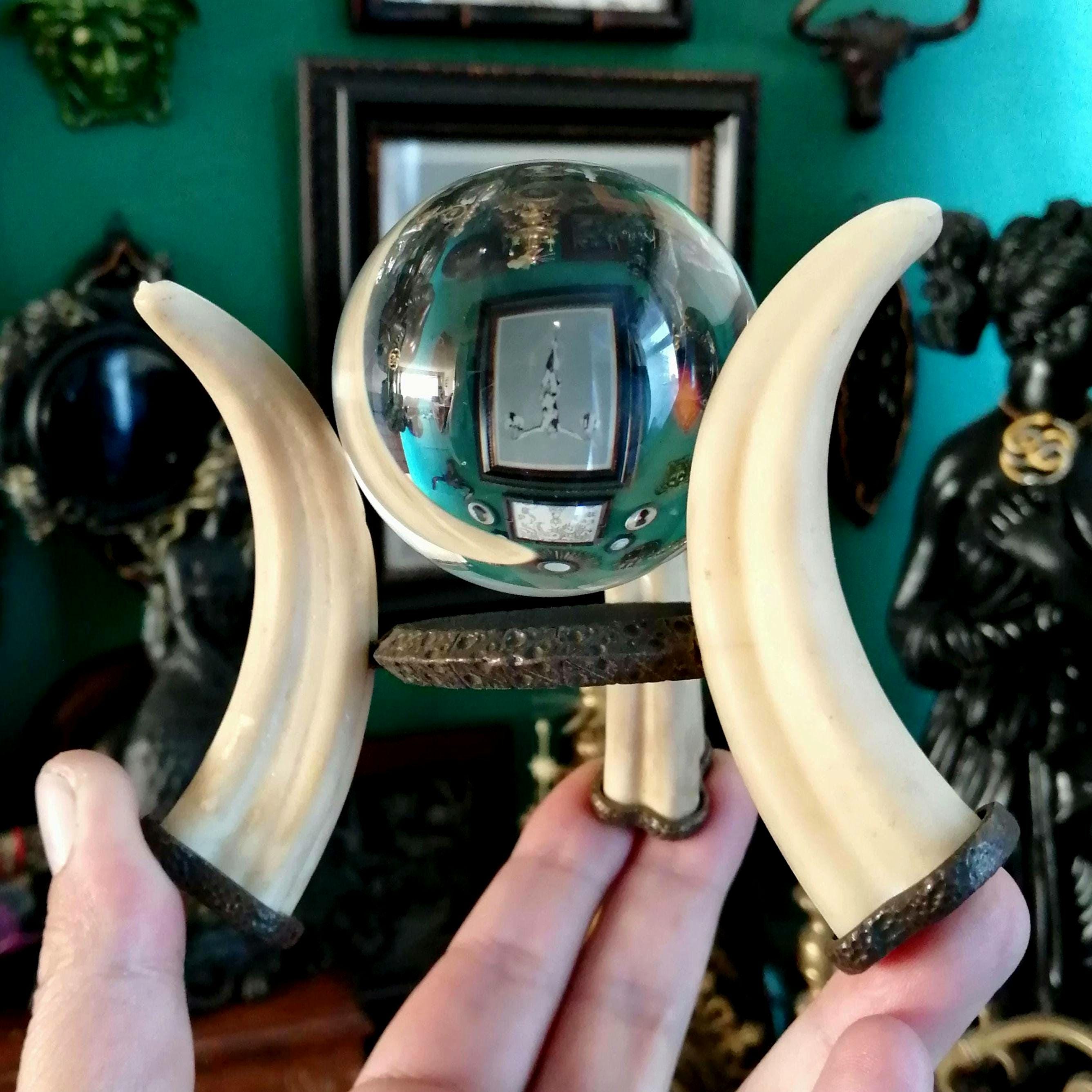 Merlin Orb. GLASS Modern Scrying Orb on Vintage, Faux Tooth, Stand ...