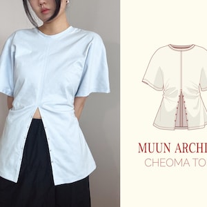 CHEOMA TOP Sewing Pattern – PDF | Jersey Knit T-shirt | Minimal, Modern Asian, Japandi, Kimono ...