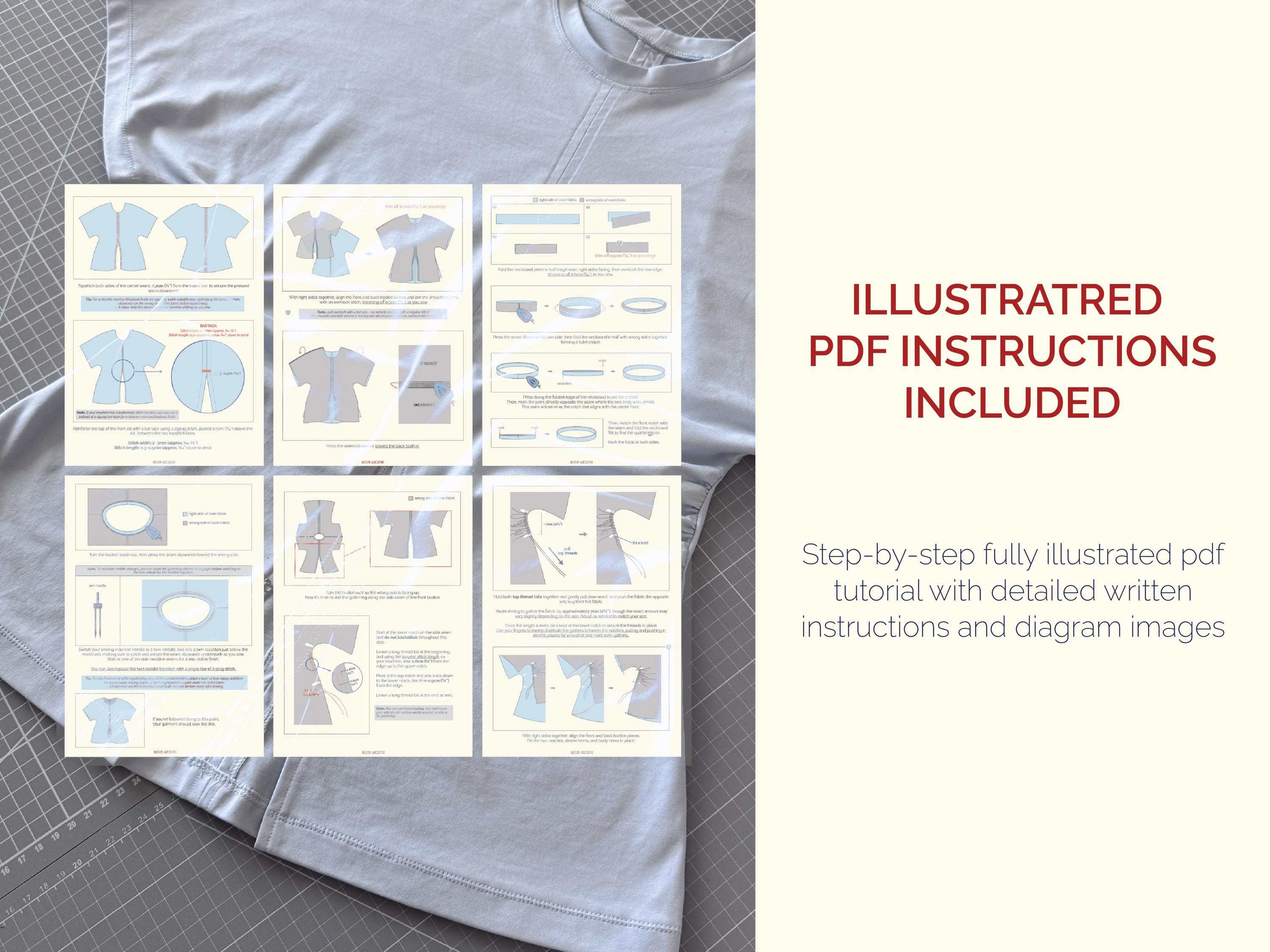 CHEOMA TOP Sewing Pattern – PDF | Jersey Knit T-shirt | Minimal, Modern Asian, Japandi, Kimono ...