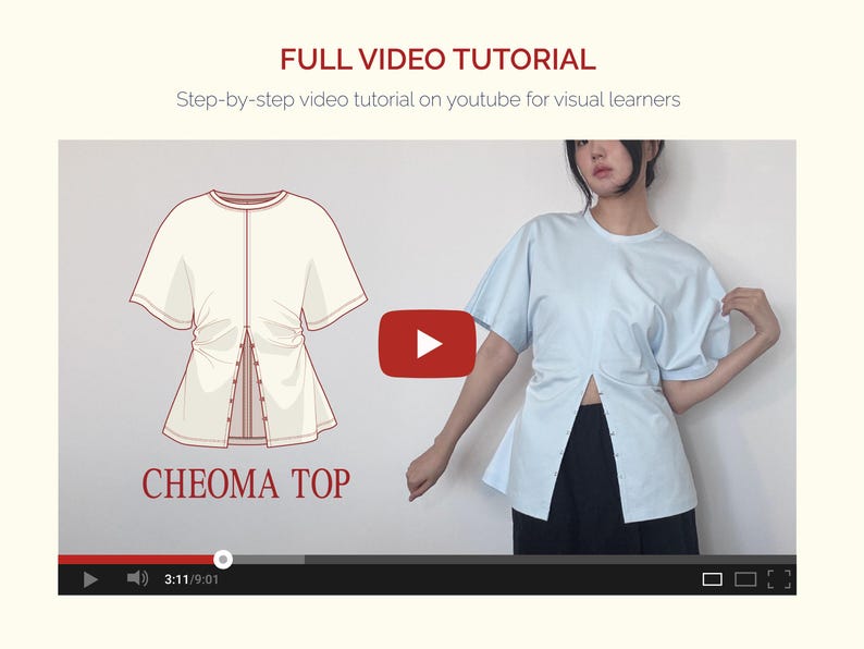 CHEOMA TOP Sewing Pattern – PDF | Jersey Knit T-shirt | Minimal, Modern Asian, Japandi, Kimono ...