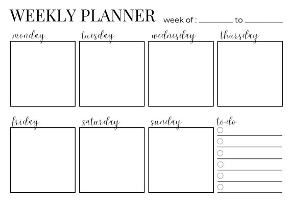 Simple Weekly Planner To-do List Printable PDF Download - Etsy