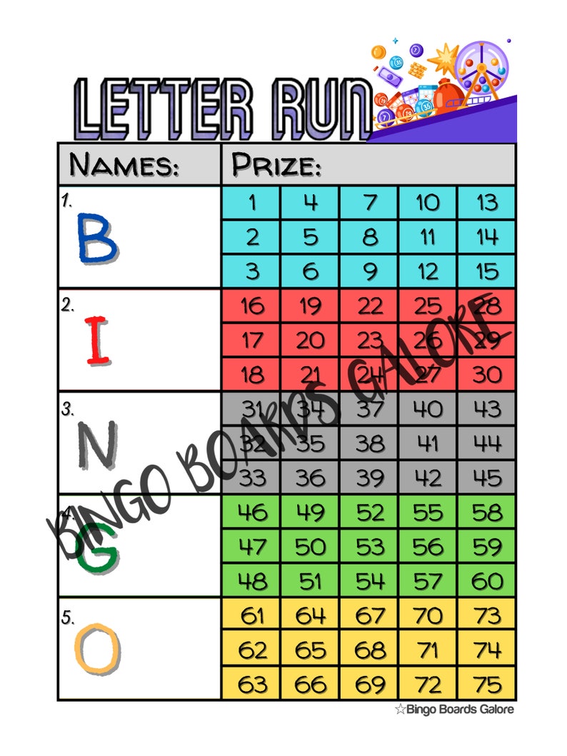 Letter Run Block Board Bingo - Etsy
