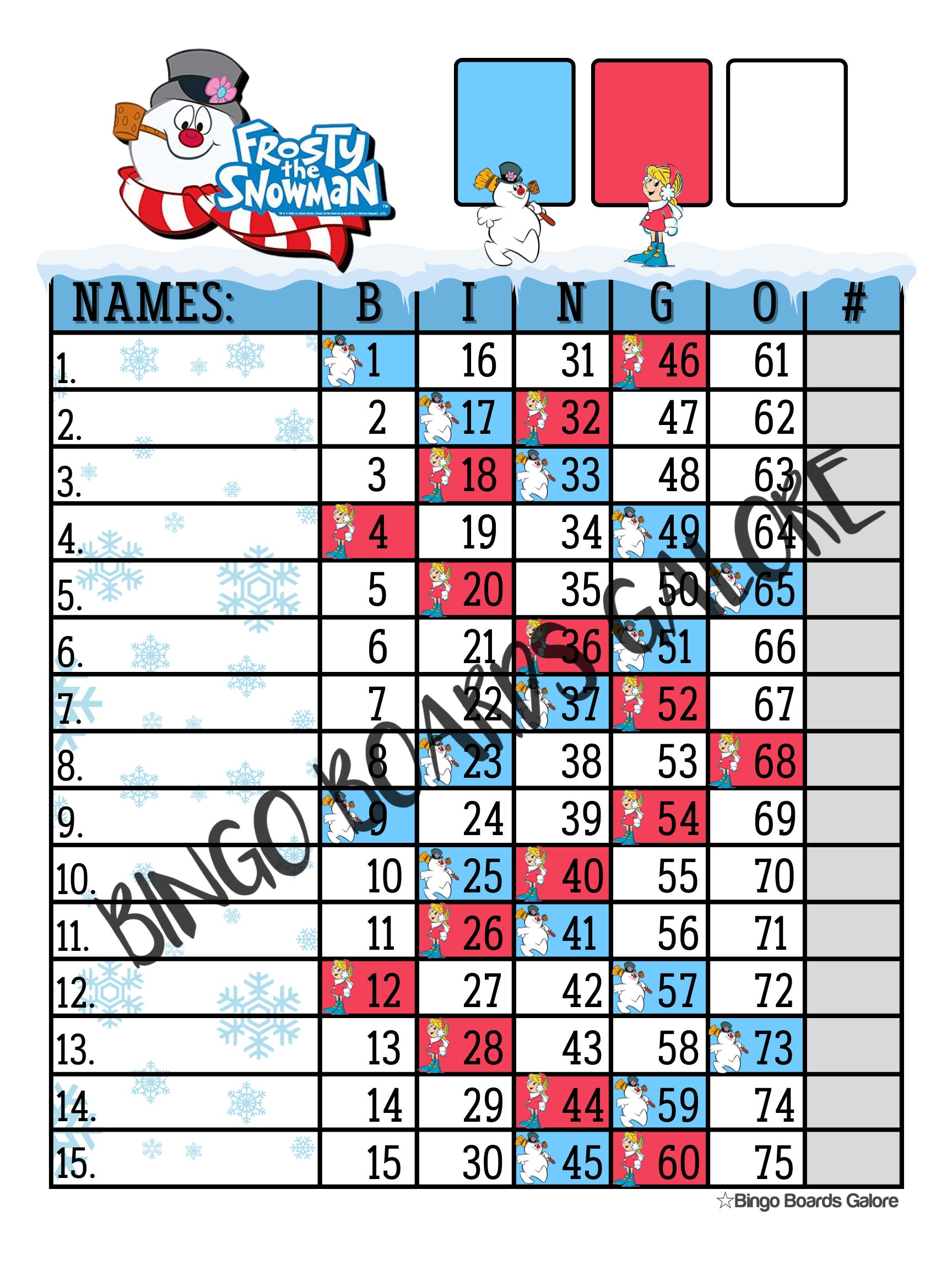 Frosty the Snowman Bingo Boards 2 Boards - Etsy