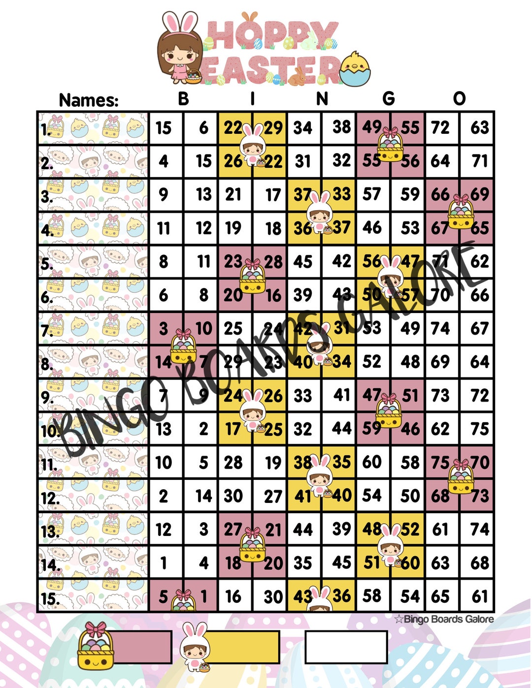 Double Action Hoppy Easter Bingo Board - Etsy