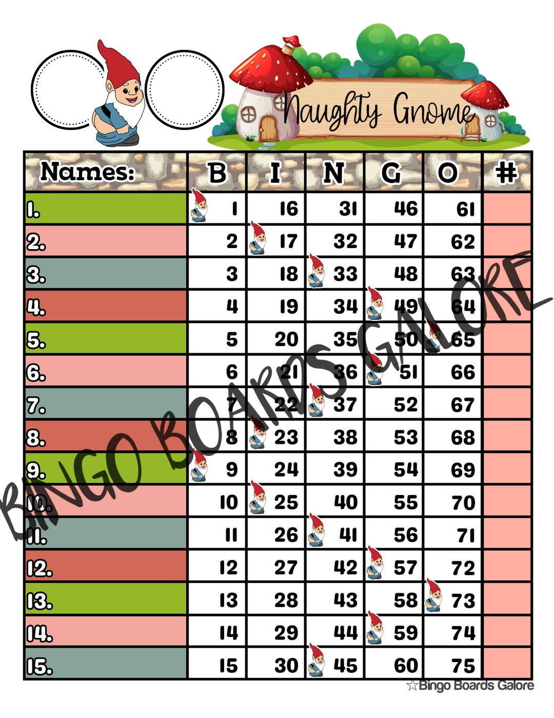 2 Naughty Gnome Bingo Boards - Etsy