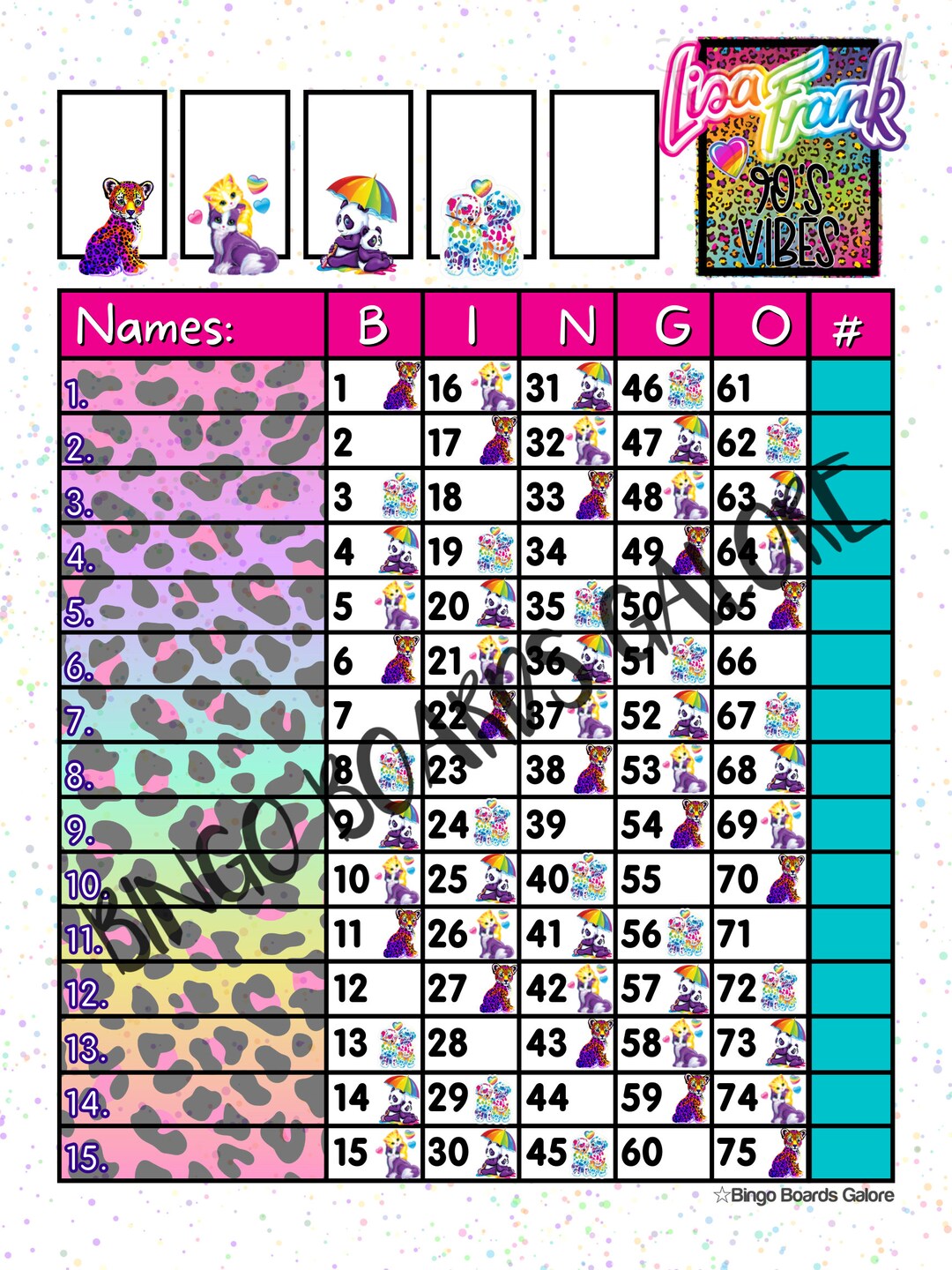 Lisa Frank Bingo 2 Boards - Etsy
