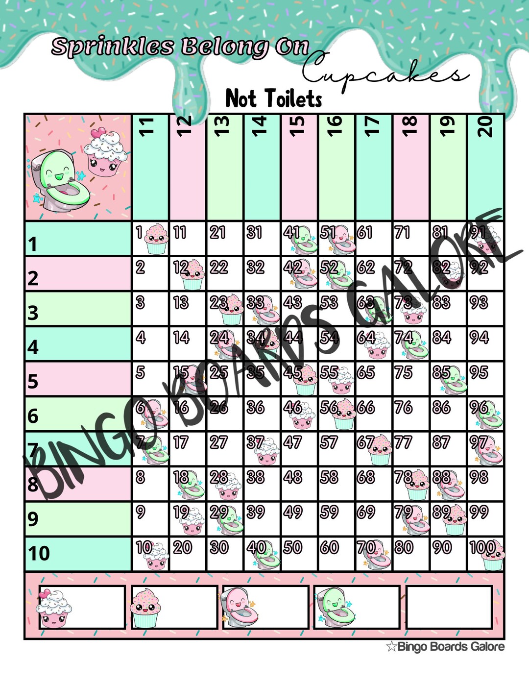 100 Ball Bingo Grids Sprinkles 2 Boards - Etsy