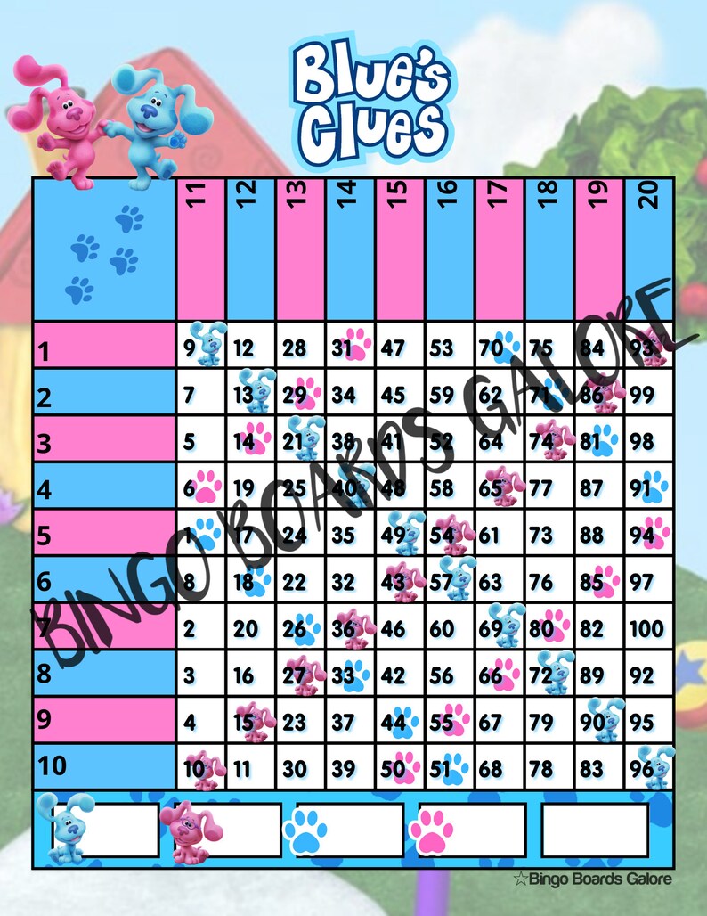 100 Ball Bingo Grid Blue Clue 2 Boards - Etsy