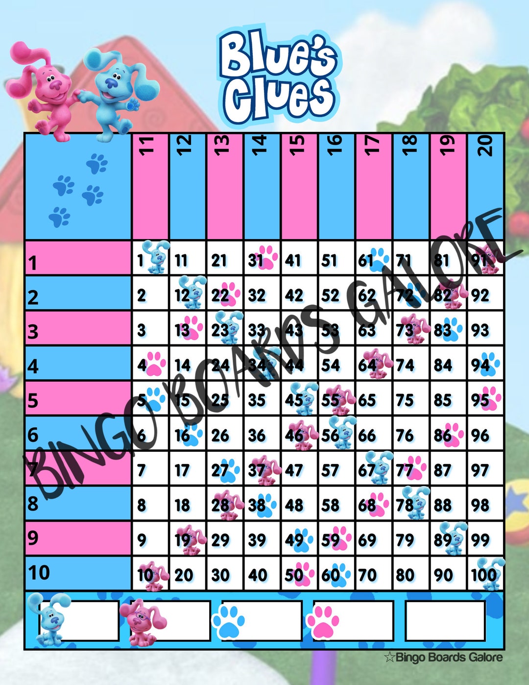 100 Ball Bingo Grid Blue Clue 2 Boards - Etsy