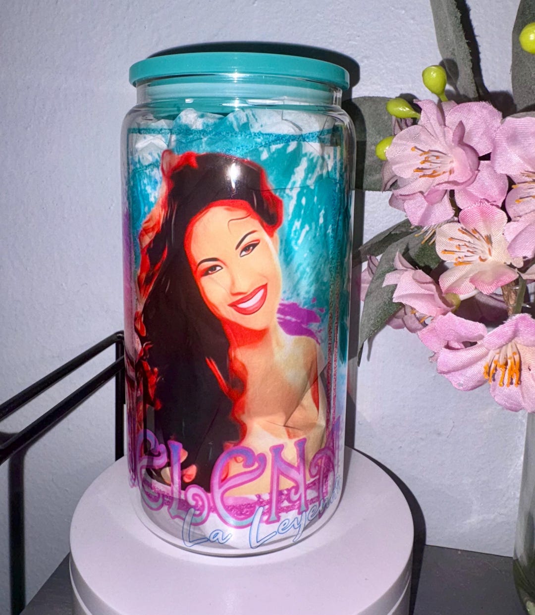 16oz Selena Q Sublimated Glass W Plastic Lid - Etsy
