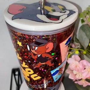 24oz Acrylic Tom/jer Glitter Globe Cup - Etsy