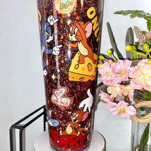 24oz Acrylic Tom/jer Glitter Globe Cup - Etsy