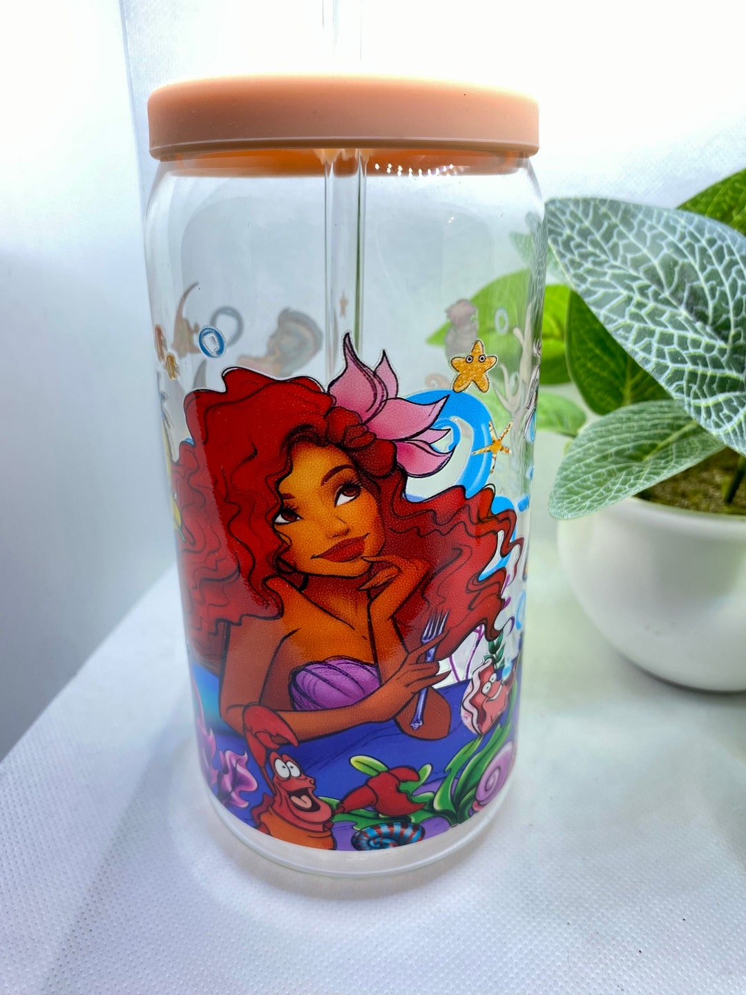 16oz Sea Princess Clear Glass W Silicone Lid - Etsy