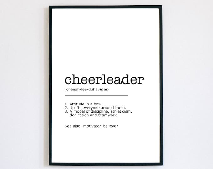 Cheerleader Definition Print, Cheerleading Gift, Wall Art Decor ...