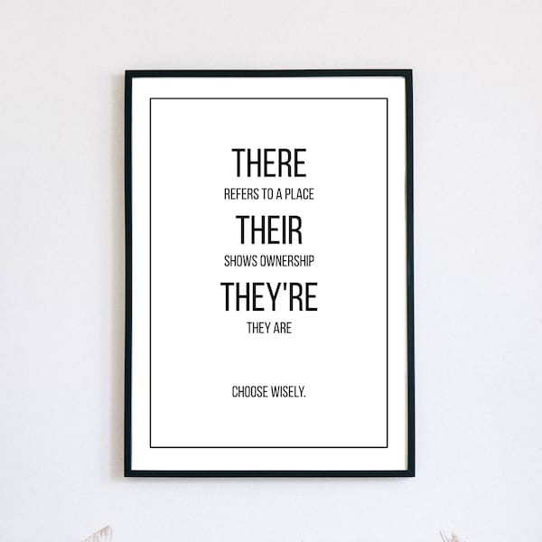 Theyre There Their Poster - Etsy