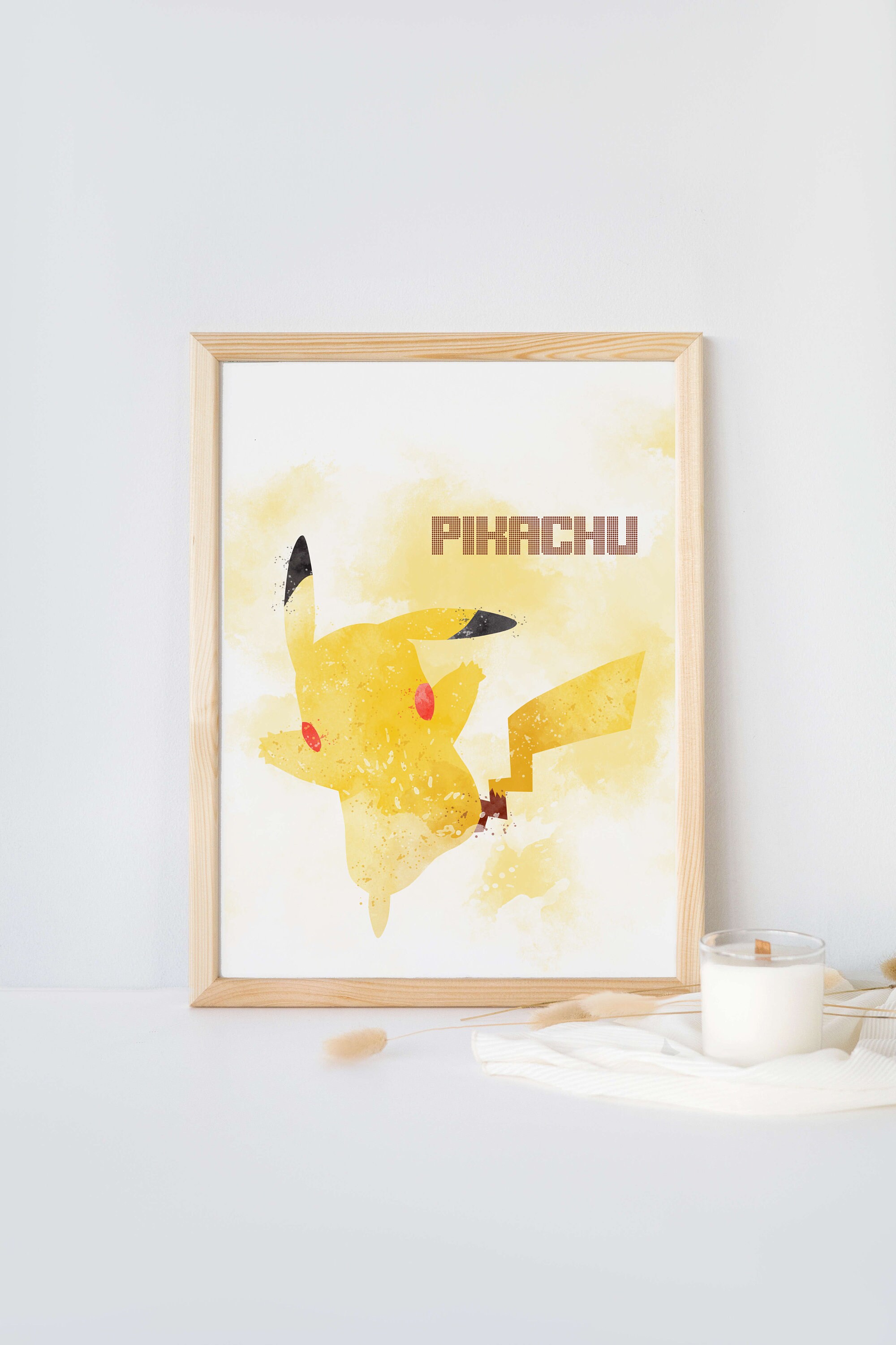 Pikachu Watercolour Poster, Digital Art Print, Pokemon Wall Art ...