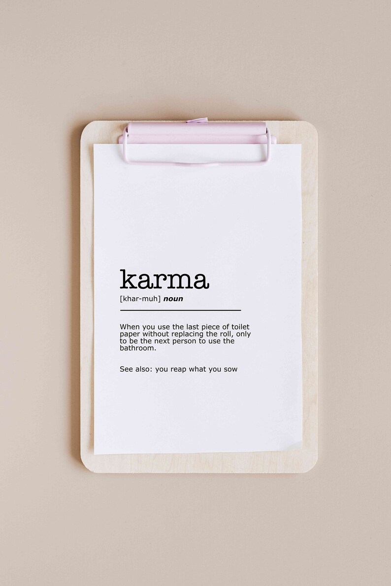 Karma Definition Print, Funny Wall Art, Instant Printable, Minimalist ...
