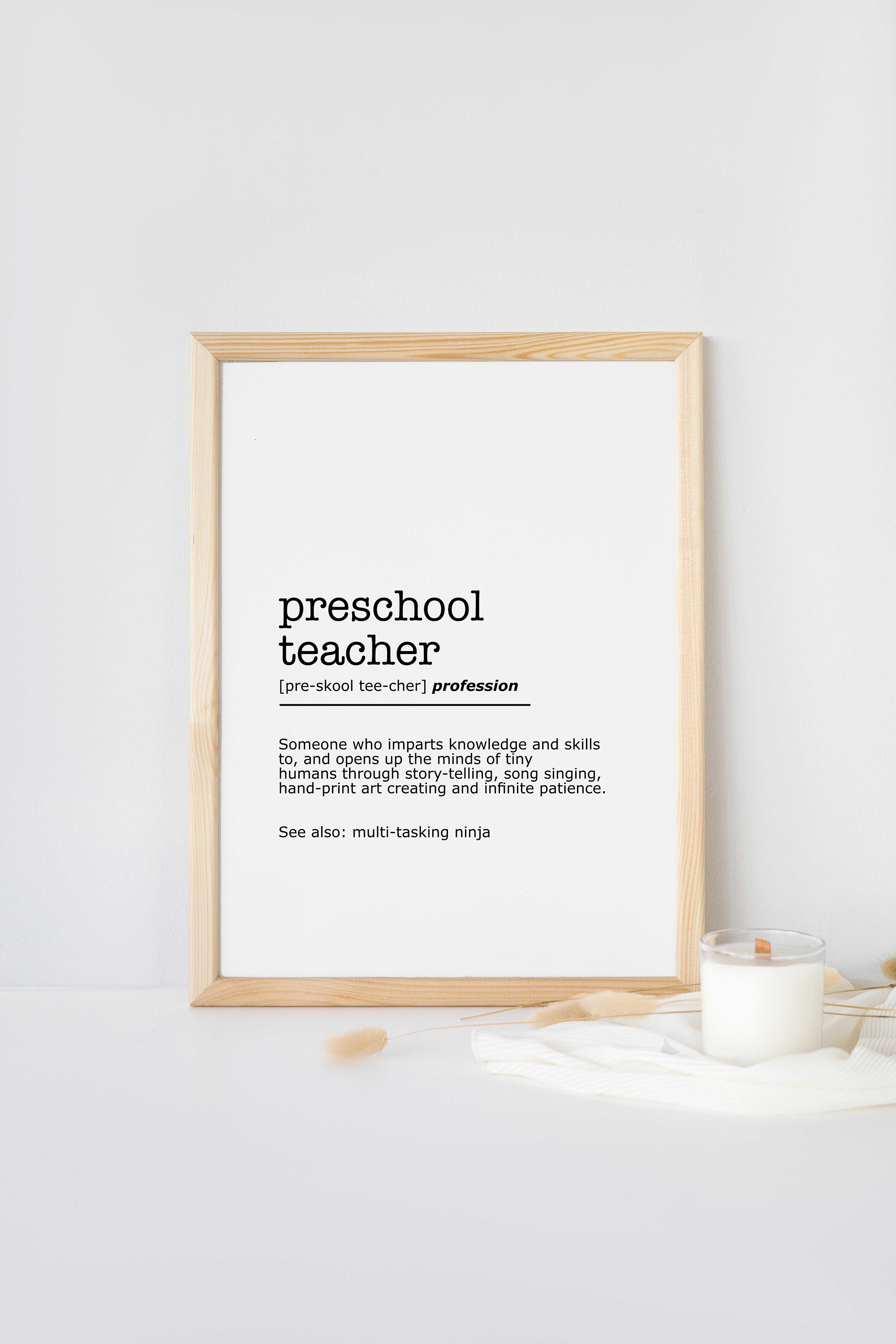Preschool Teacher Definition Print, Teacher Appreciation Gift, Instant ...