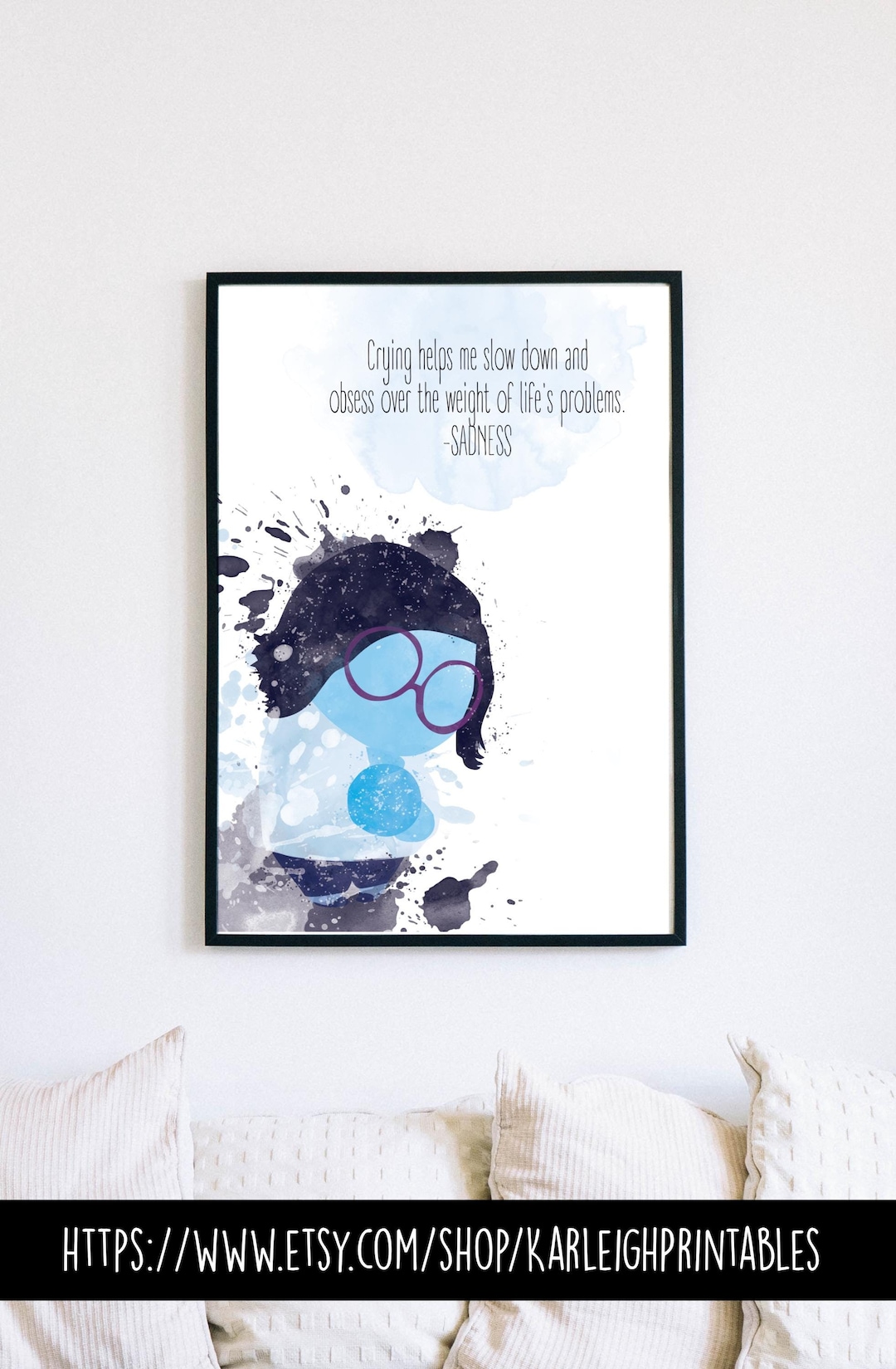 Sadness Inside Out, Emotions, Feeling Blue, Quote Watercolour Printable ...