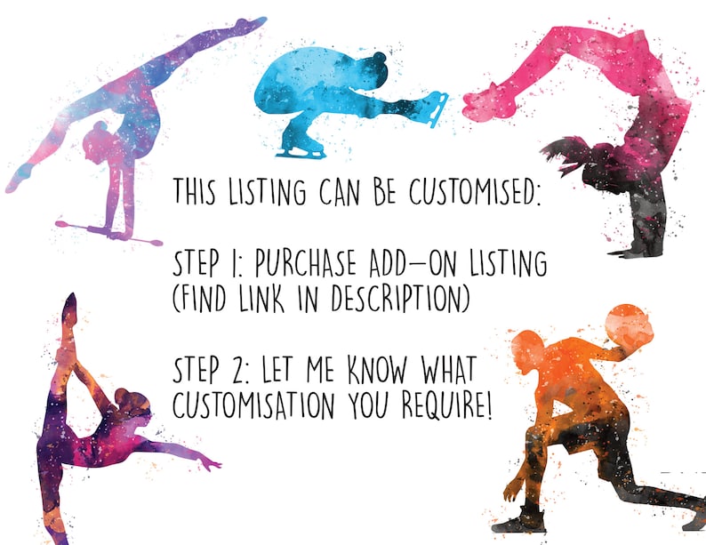 Leaping Artistic Gymnastics Poster, Watercolour Inspirational Art ...