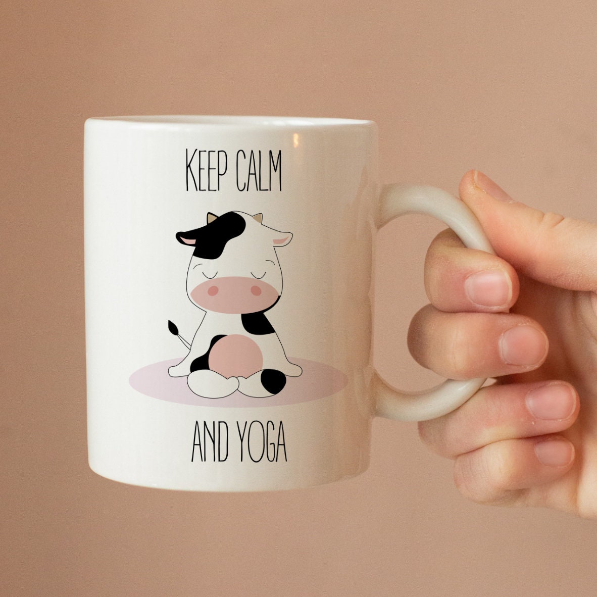 Meditating Cow Yoga Printable Art, Yoga Gift, Yoga Decoration - Etsy