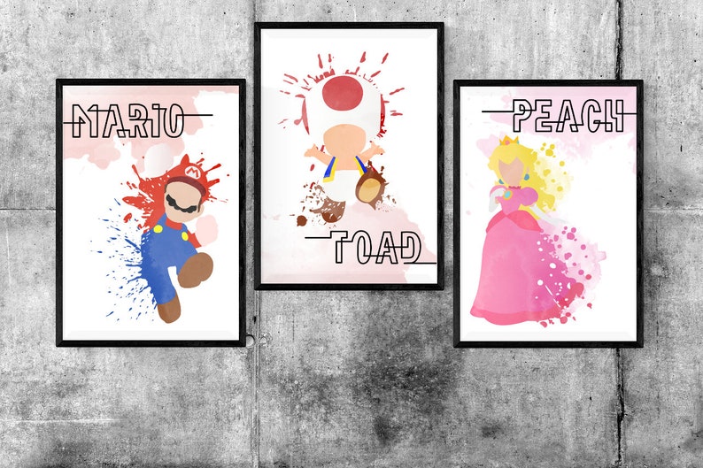 Mario Princess Peach Toad Watercolor Poster Printable - Etsy Canada