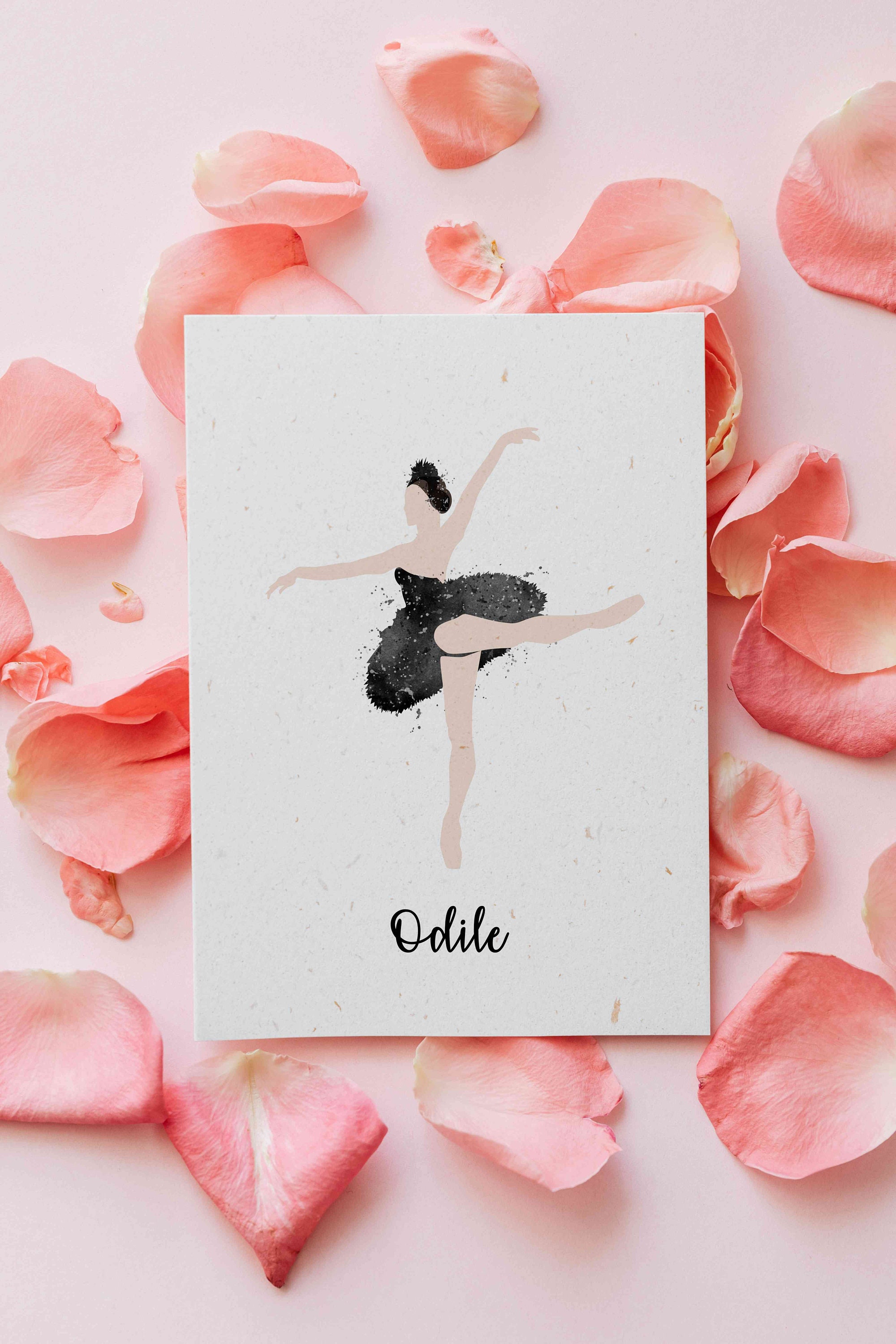Swan Lake Odile Ballet Art Print, Minimalist Watercolour Ballerina ...