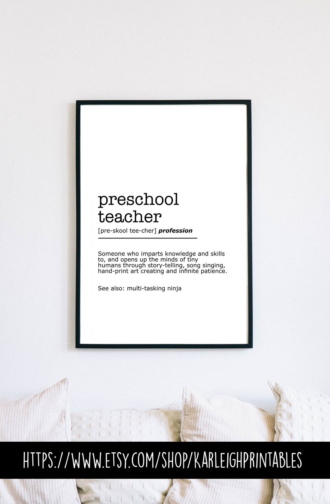 Preschool Teacher Definition Print, Teacher Appreciation Gift, Instant ...