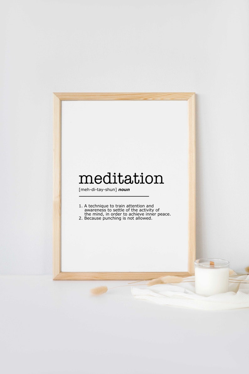 Meditation Definition Print, Yoga Gift Idea, Instant Printable ...