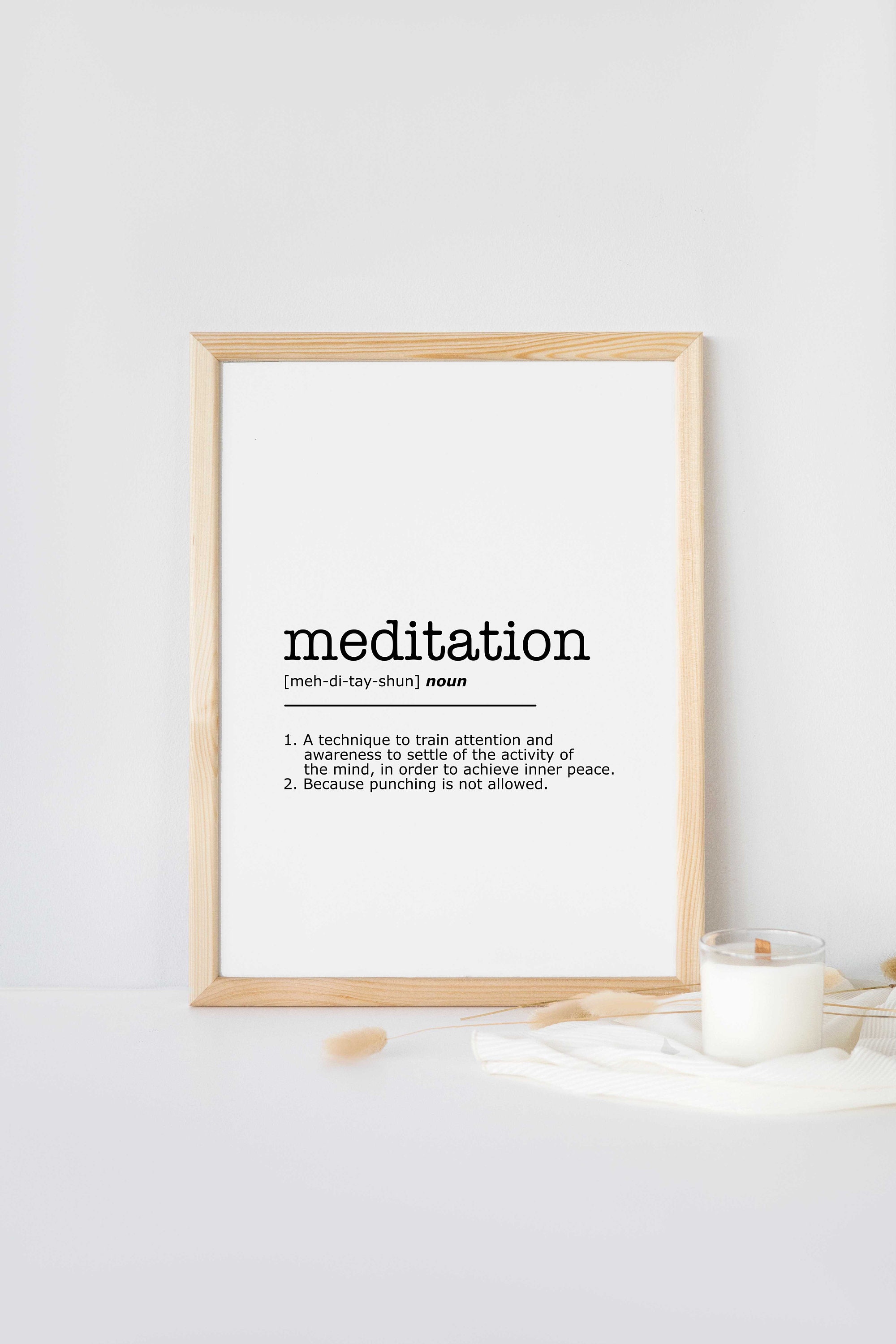 Meditation Definition Print Yoga Gift Idea Instant - Etsy