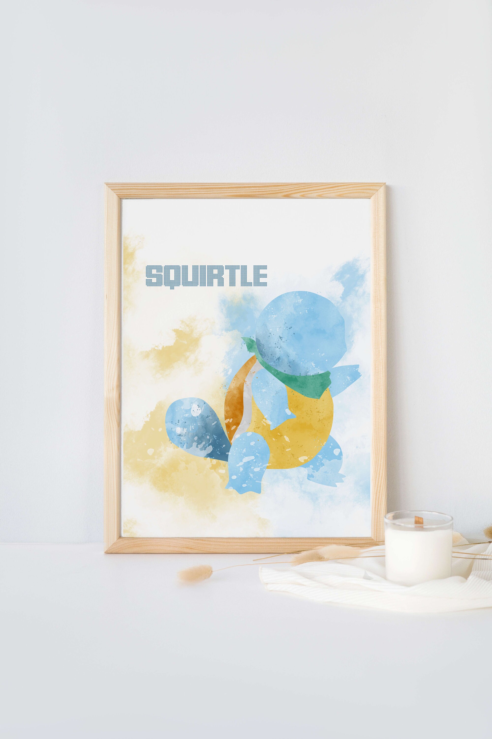Squirtle Watercolour Poster, Digital Art Print, Pokemon Wall Art ...