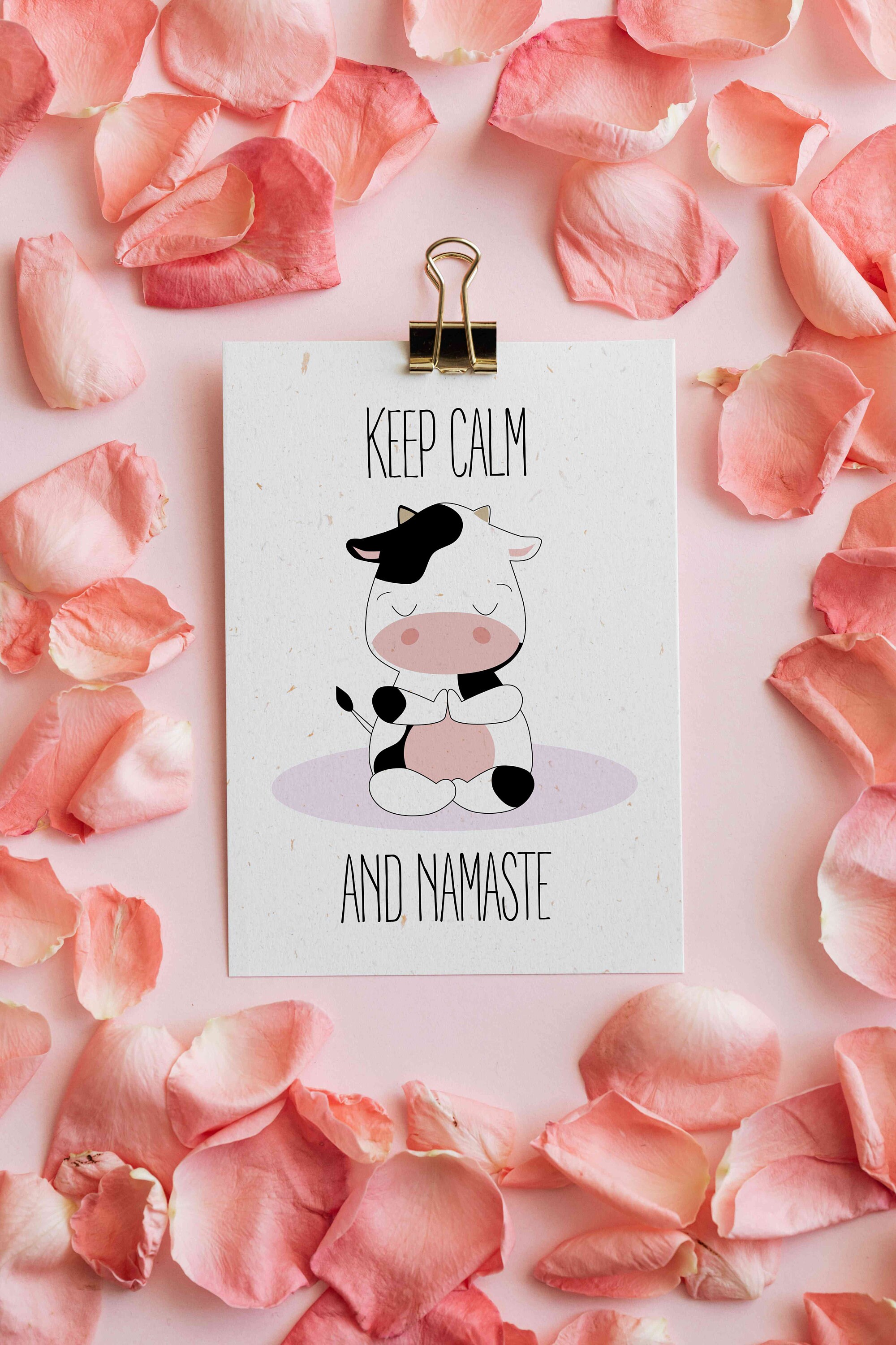 Meditating Cow Yoga Printable Art, Yoga Gift, Yoga Decoration - Etsy