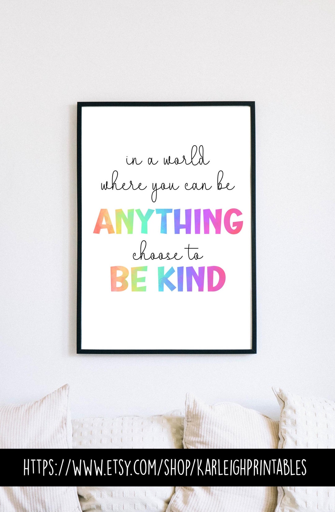 Choose to Be Kind, Kindness Poster, Minimalist Rainbow Watercolour ...