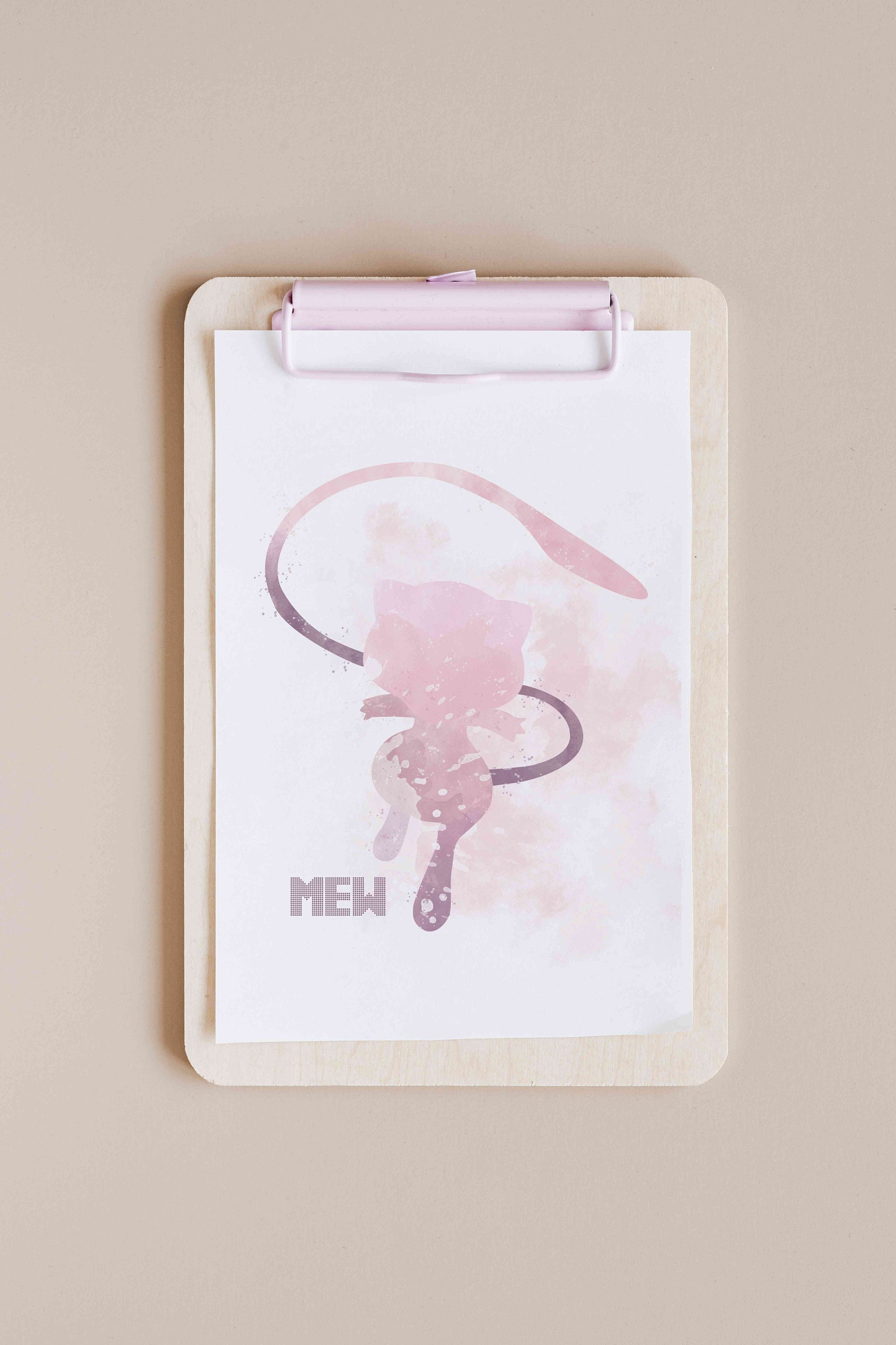 Mew Watercolour Poster Digital Art Print Pokemon Wall Art - Etsy