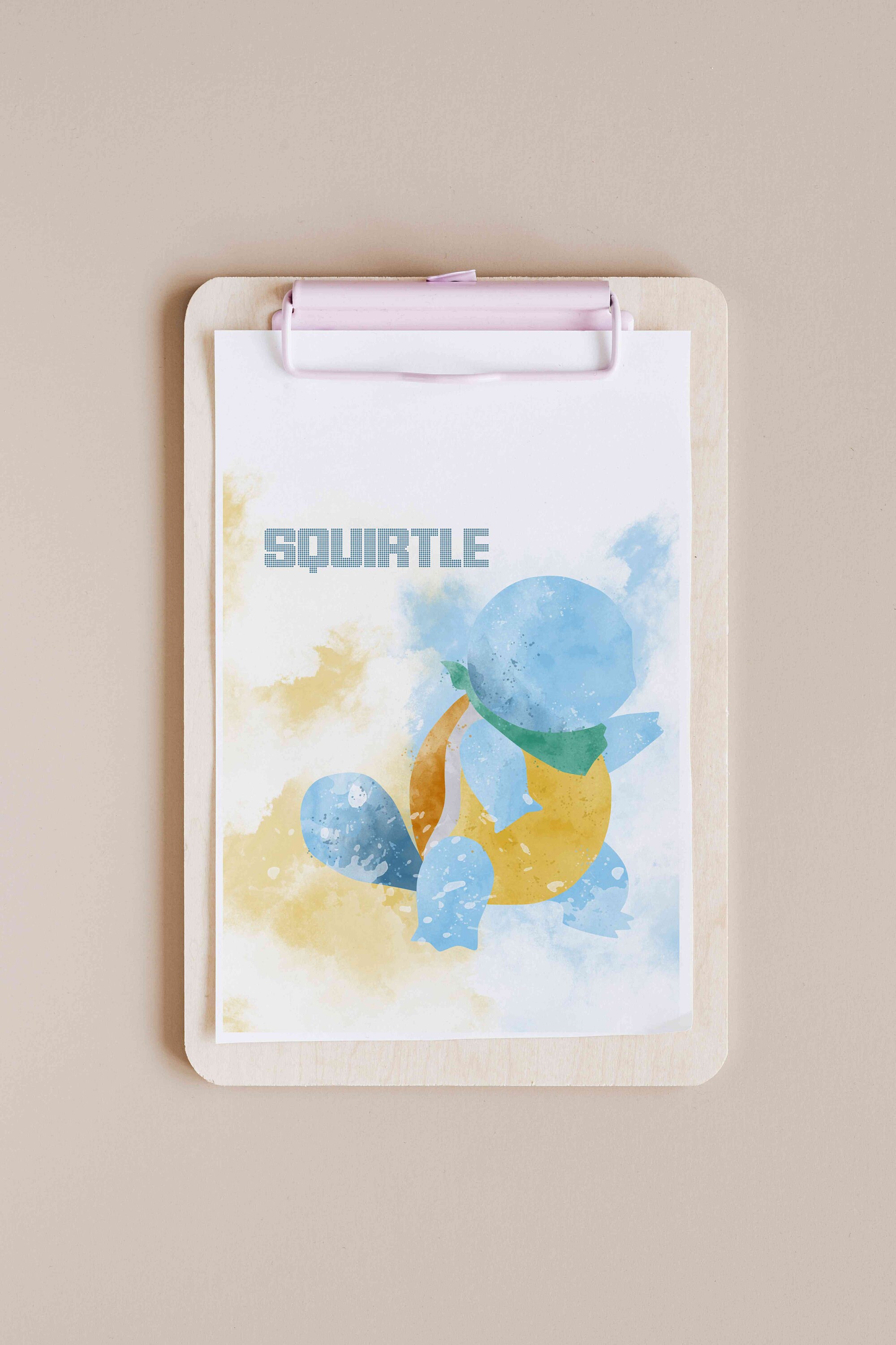 Squirtle Watercolour Poster, Digital Art Print, Pokemon Wall Art ...