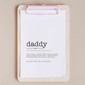 Daddy Definition Print, Father's Day Gift, Father's Birthday Gift ...