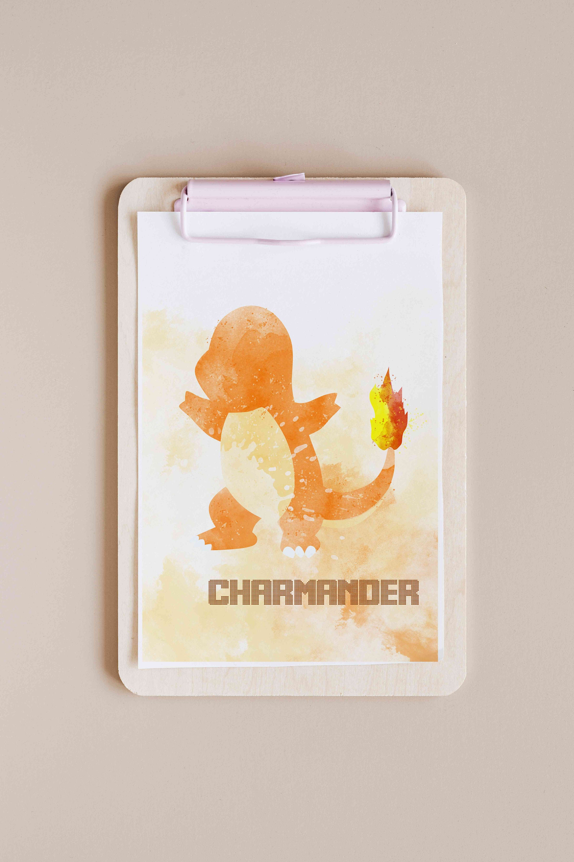 Charmander Watercolour Poster Digital Art Print Pokemon Wall - Etsy