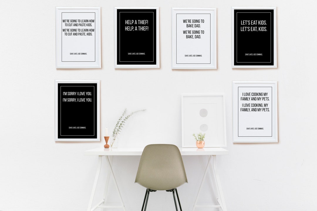 Funny Grammar Posters, Set of 6, Grammar Police, Use Commas, Printable ...