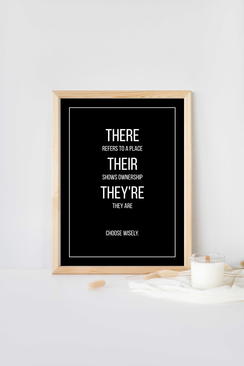 There Their They're English Grammar Poster Minimalist | Etsy
