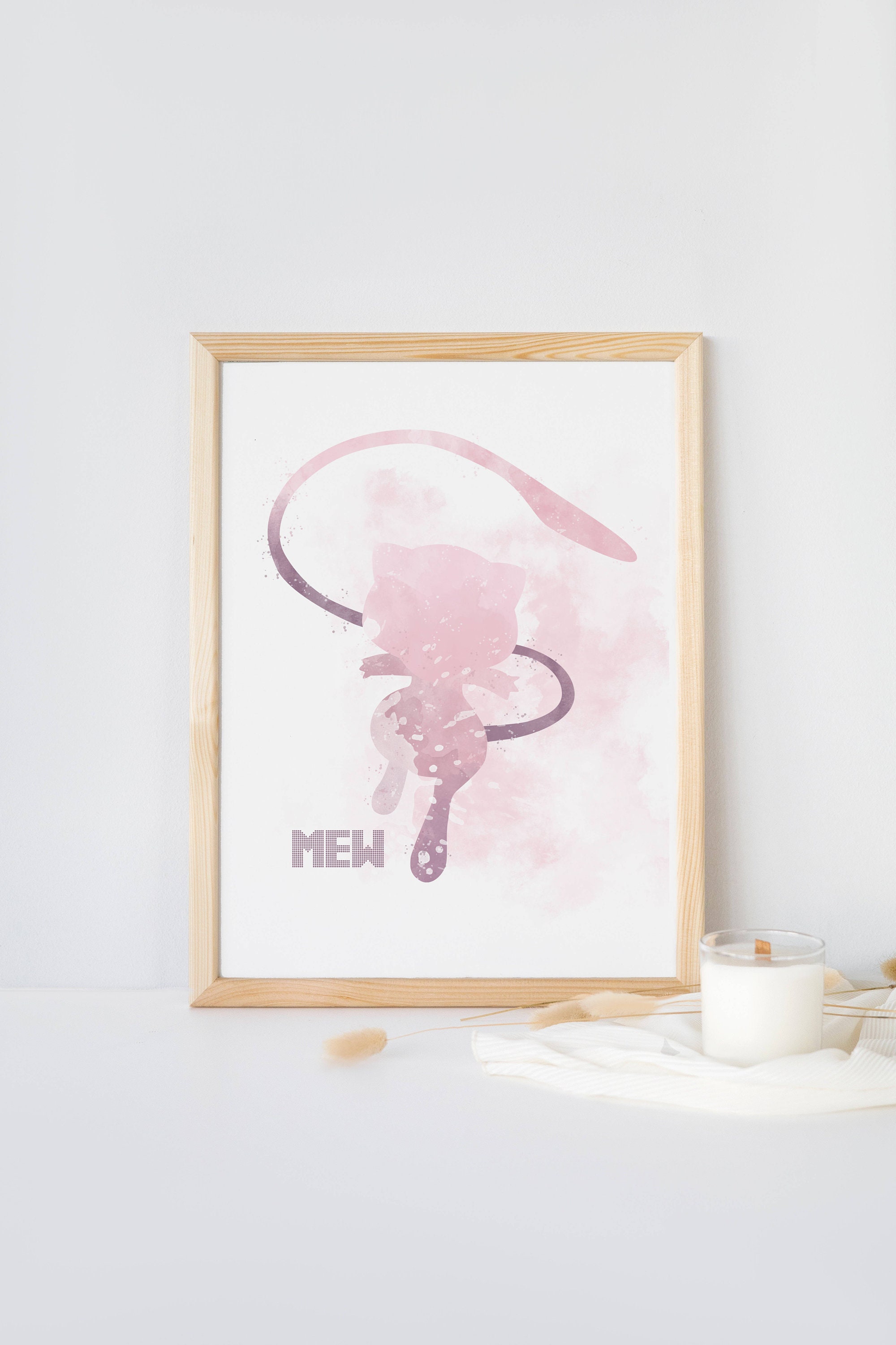 Mew Watercolour Poster Digital Art Print Pokemon Wall Art - Etsy