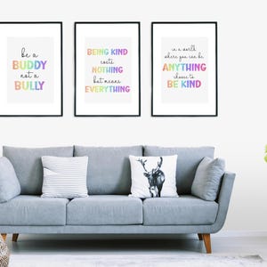 Be a Buddy, Not a Bully ,kindness Poster, Minimalist Rainbow ...
