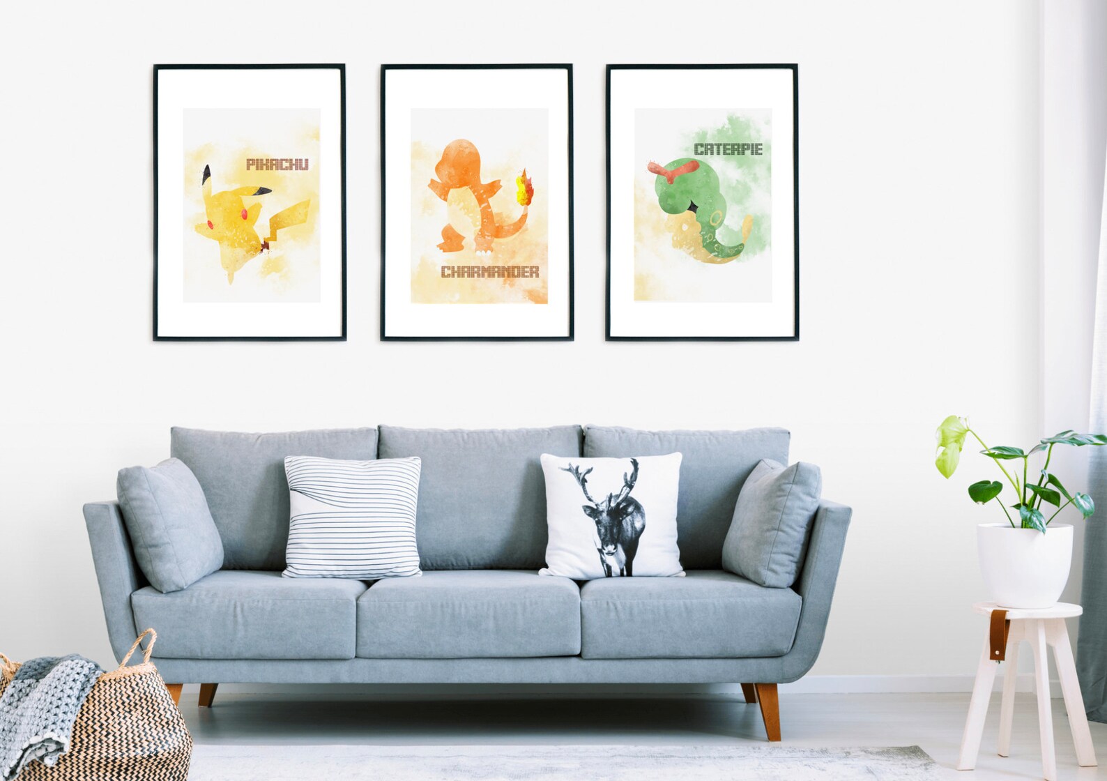 Pikachu Watercolour Poster, Digital Art Print, Pokemon Wall Art ...