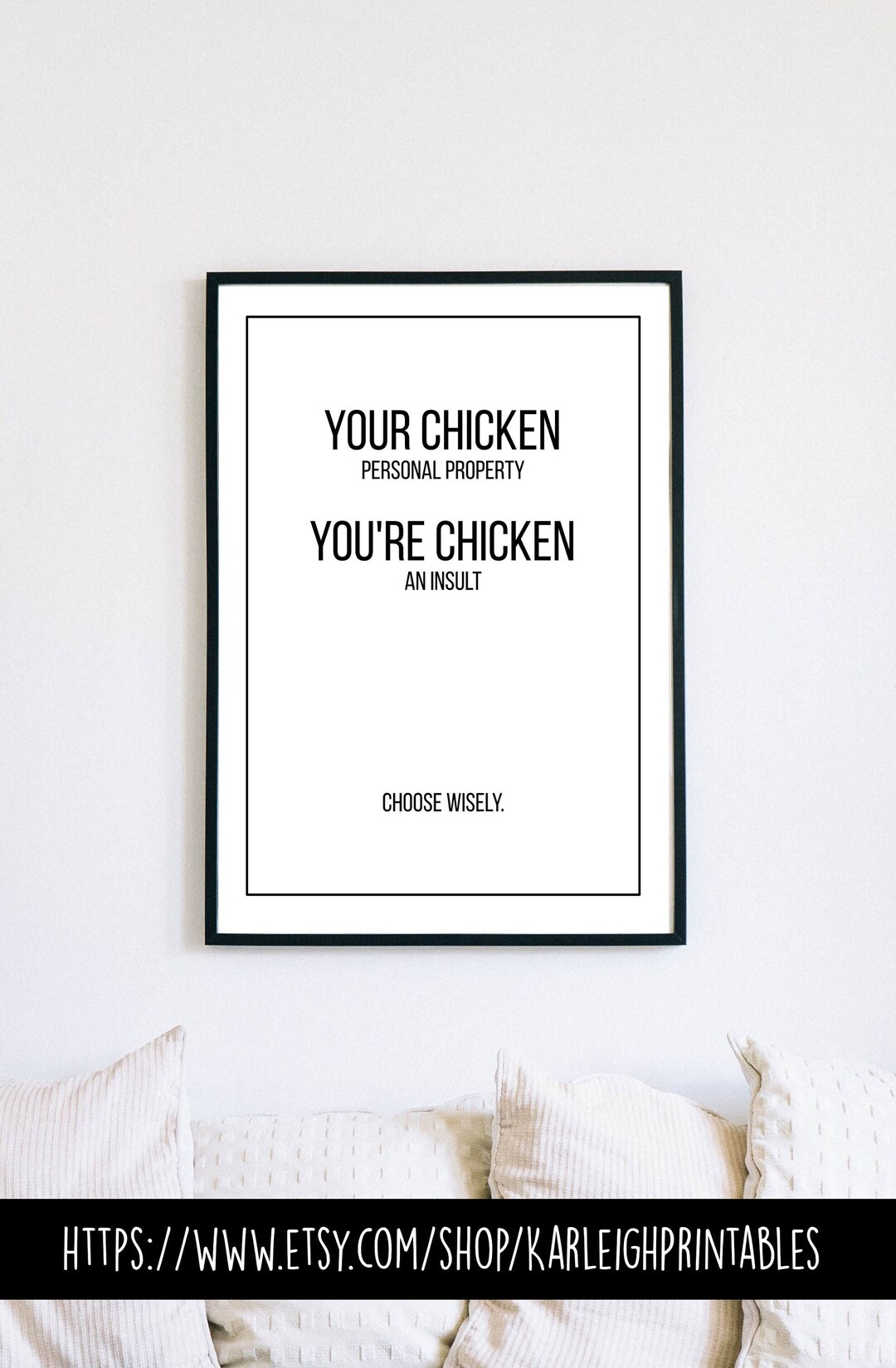 Your Chicken, You're Chicken, Funny English Grammar Poster, Digital Art ...